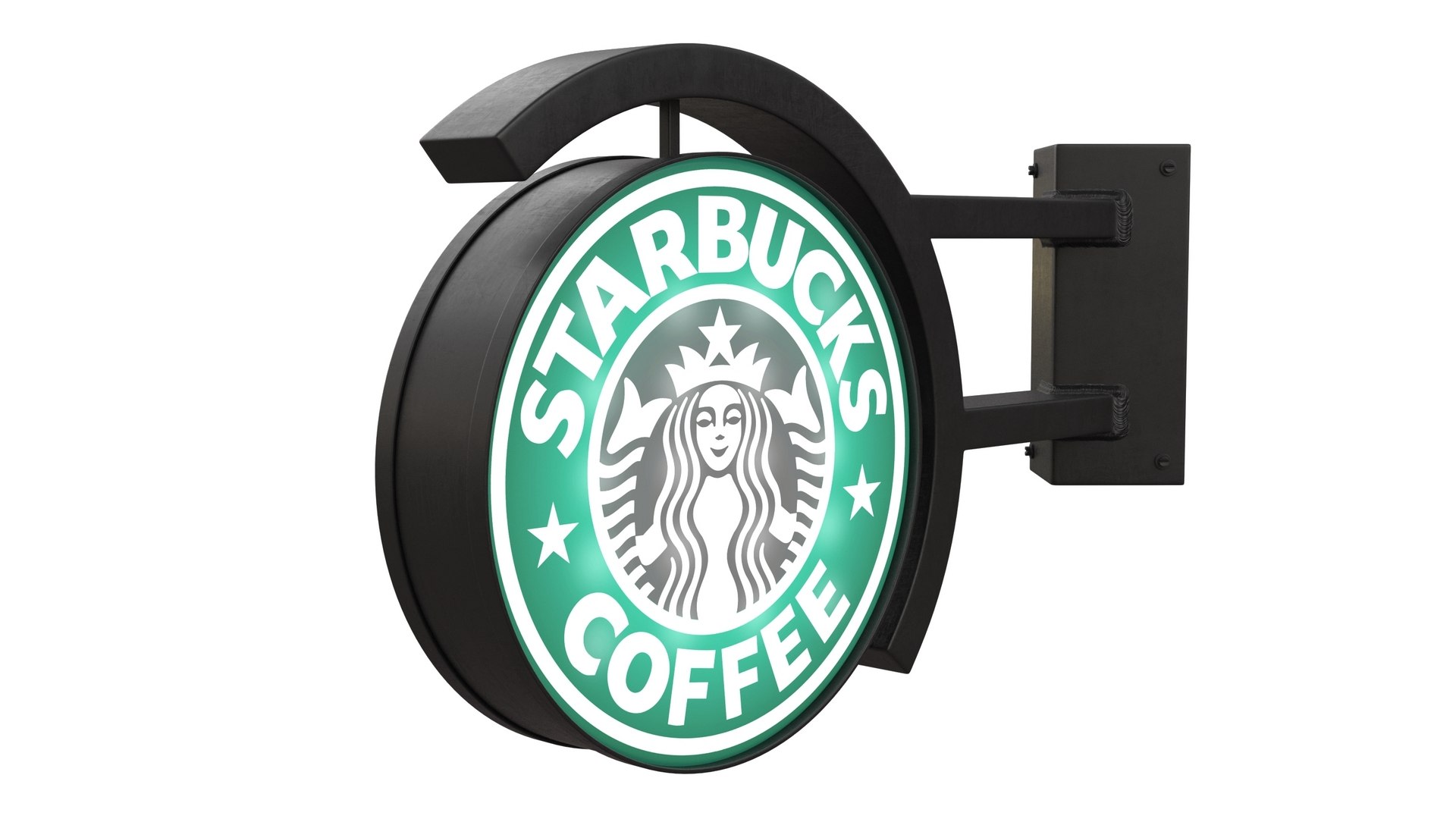 3D Model Corner Starbucks Signage Wall Mounted Light On - TurboSquid ...