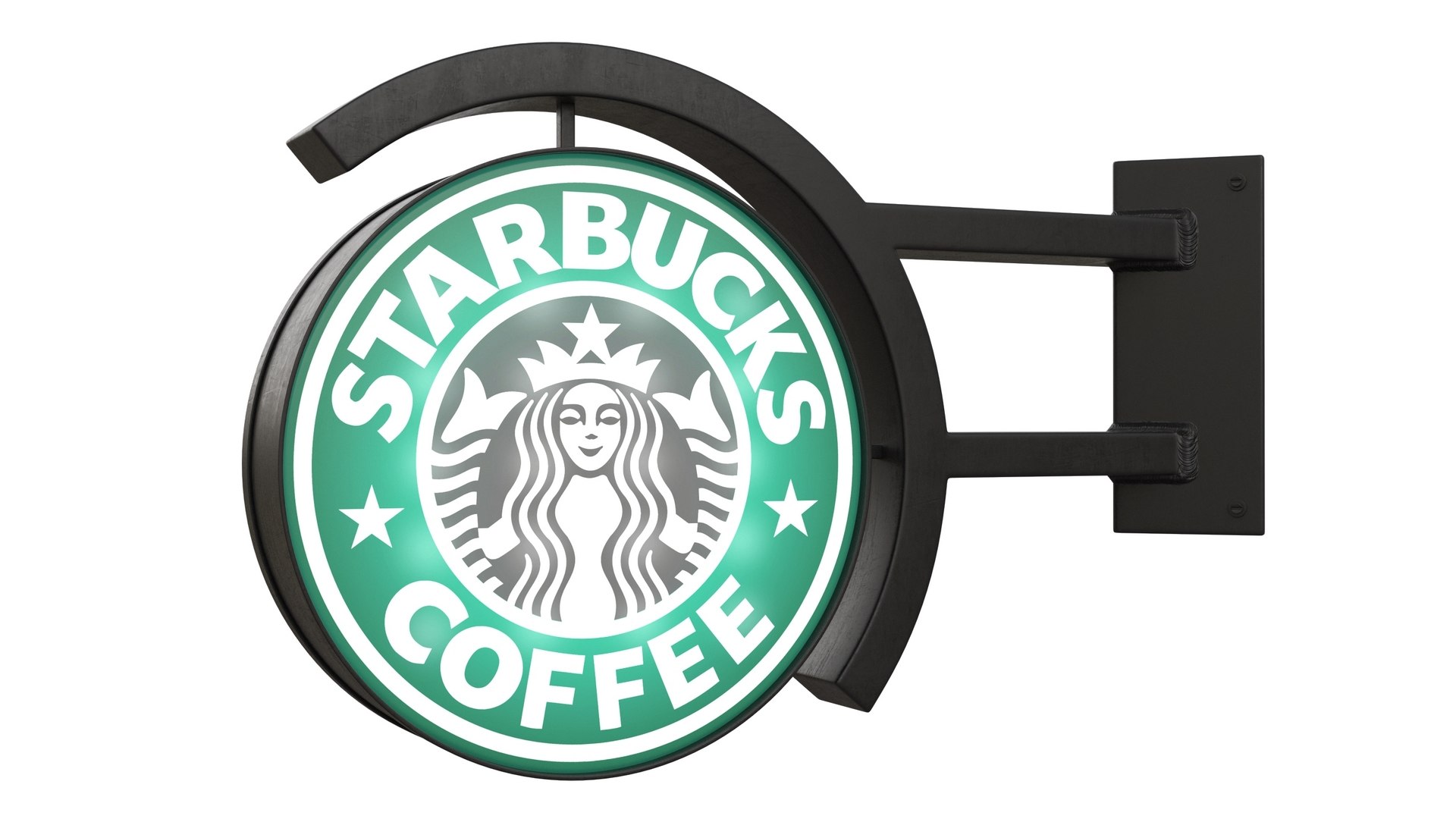 3D Model Corner Starbucks Signage Wall Mounted Light On - TurboSquid ...