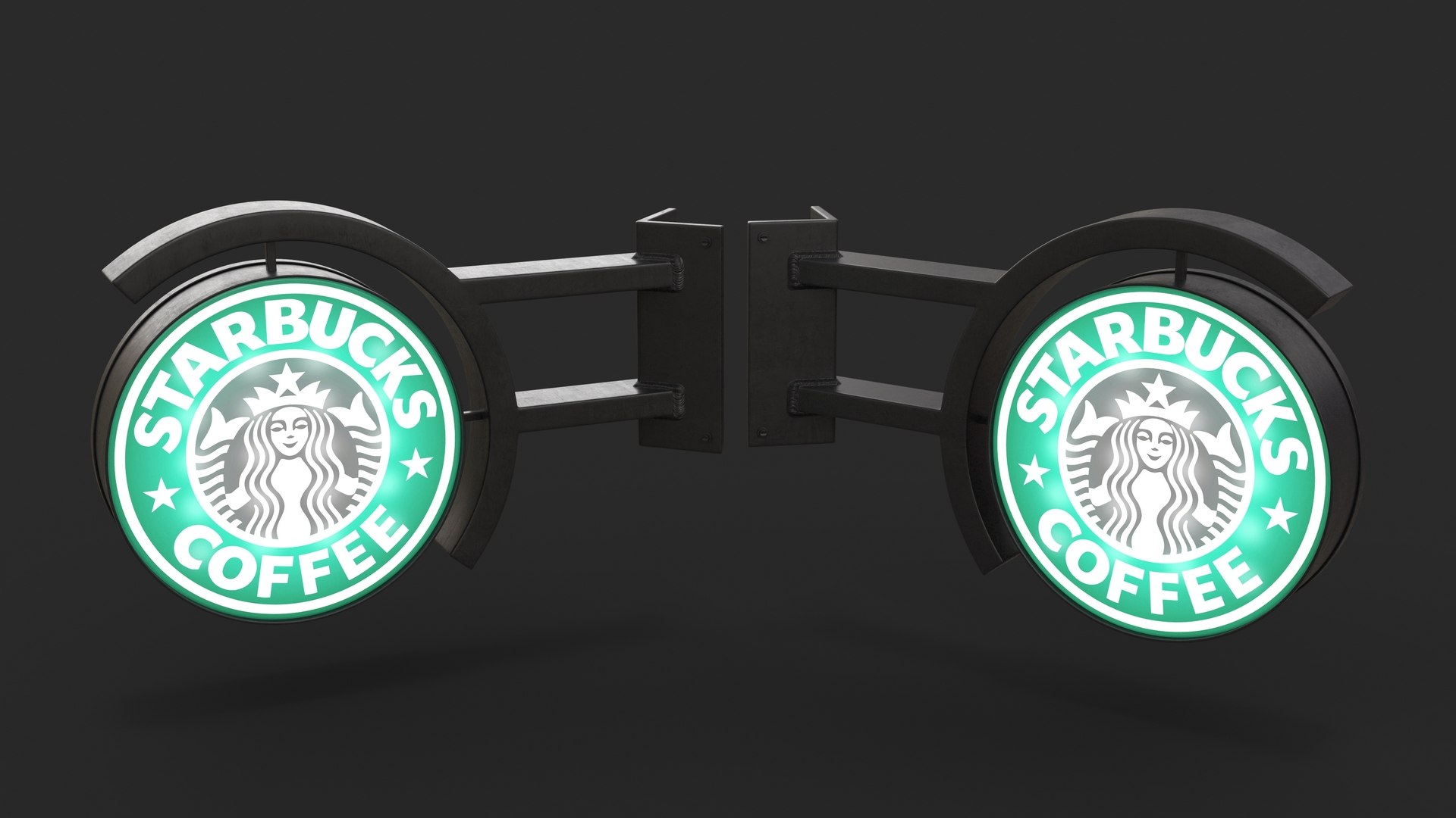 3D Model Corner Starbucks Signage Wall Mounted Light On - TurboSquid ...