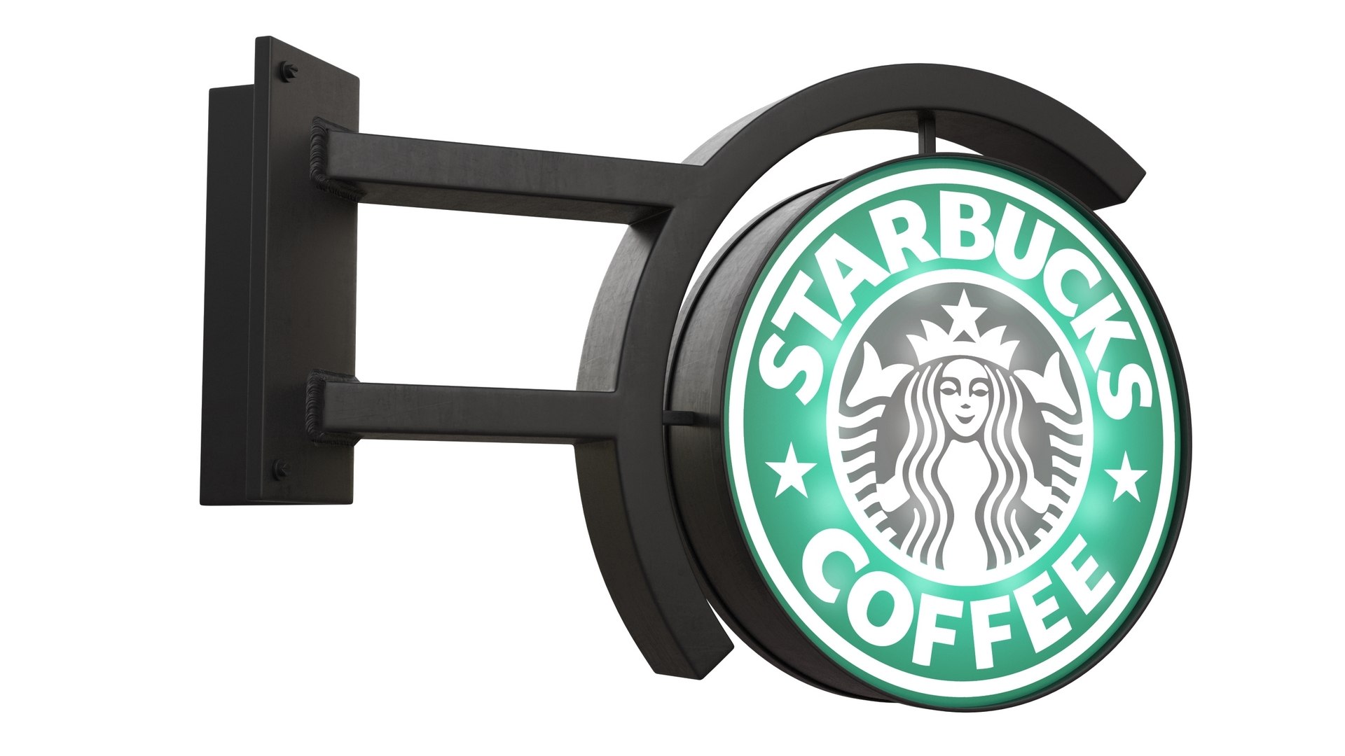 3D Model Corner Starbucks Signage Wall Mounted Light On - TurboSquid ...