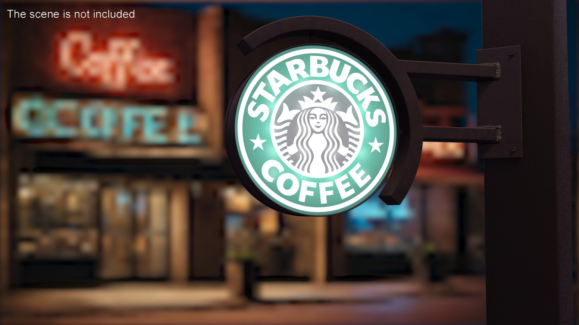 3D Model Corner Starbucks Signage Wall Mounted Light On - TurboSquid ...