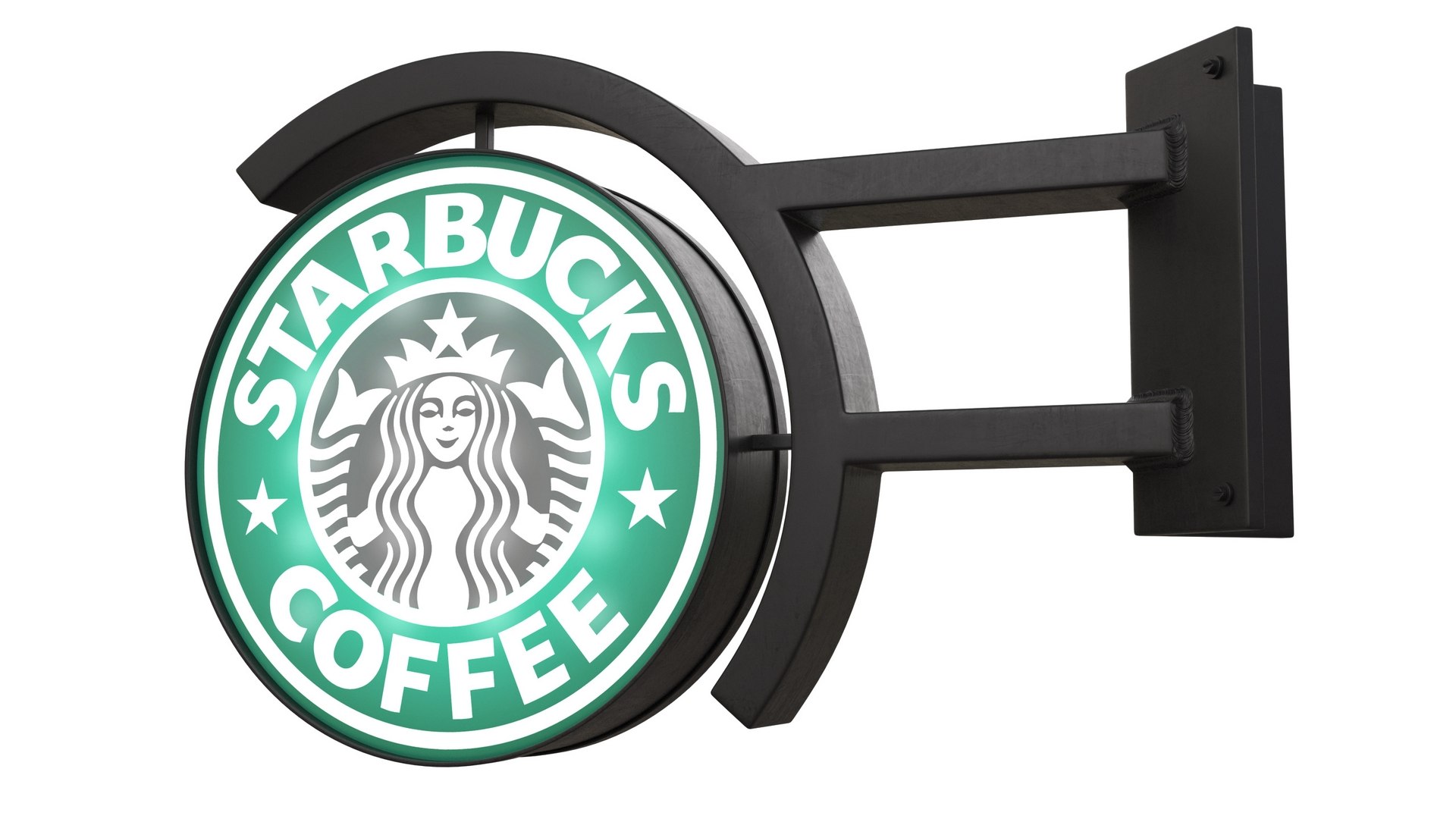 3D Model Corner Starbucks Signage Wall Mounted Light On - TurboSquid ...