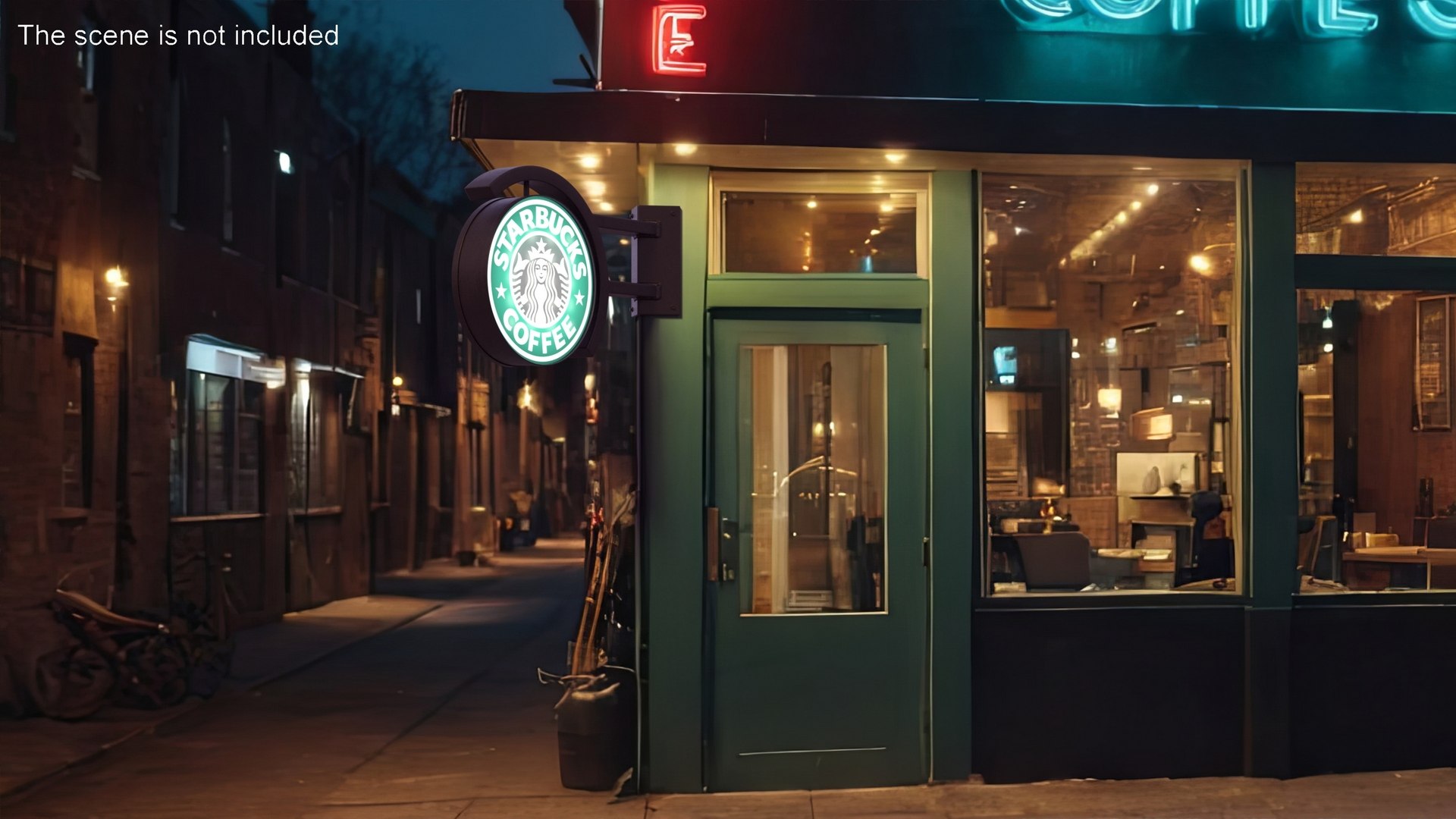 3D Model Corner Starbucks Signage Wall Mounted Light On - TurboSquid ...