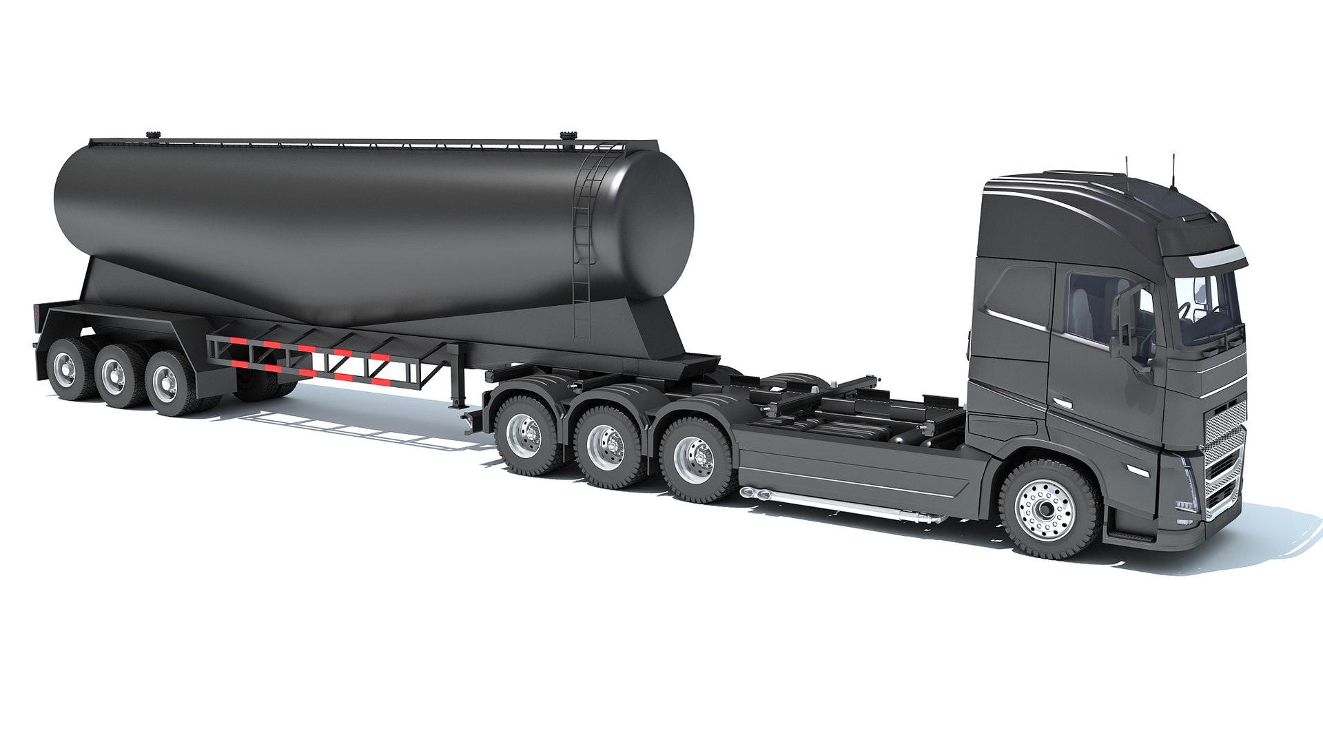 3D Truck With Tank Trailer Model - TurboSquid 1902642