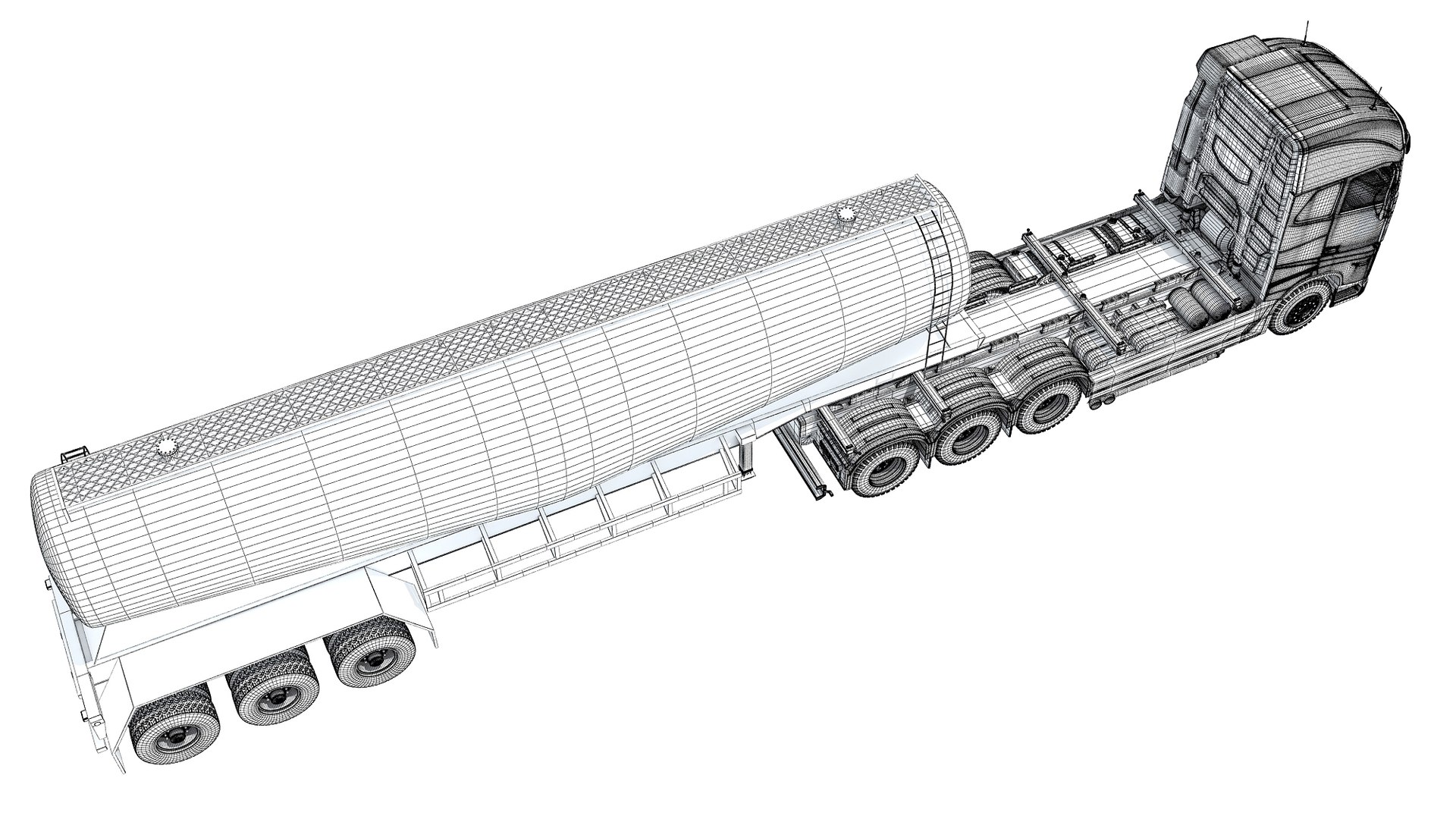 3D Truck With Tank Trailer Model - TurboSquid 1902642