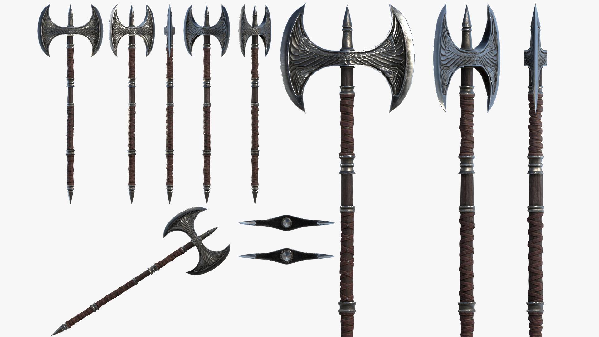 3D Fantasy Axe RPG Great Axe Battle Axe Great-axe Battle-axe Hand ...