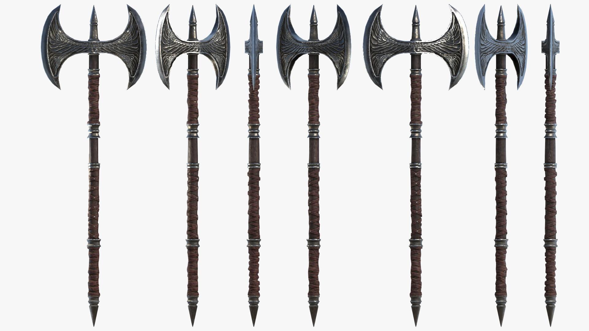 3D Fantasy Axe RPG Great Axe Battle Axe Great-axe Battle-axe Hand Battle Ax Two Handed Pick ...