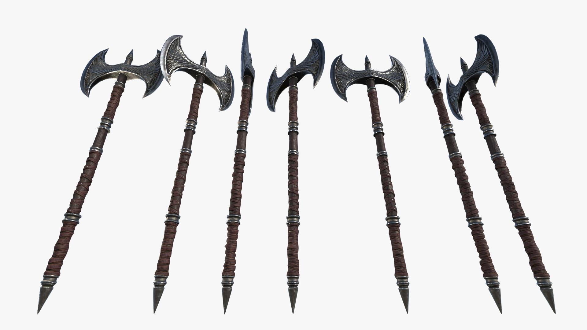 3D Fantasy Axe RPG Great Axe Battle Axe Great-axe Battle-axe Hand Battle Ax Two Handed Pick ...