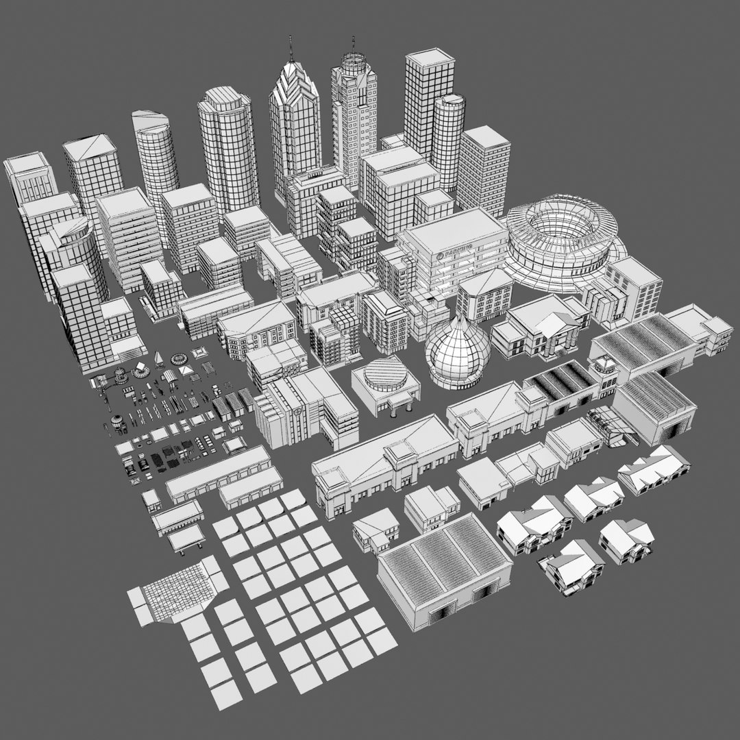 3D - modern city builder model - TurboSquid 1159792