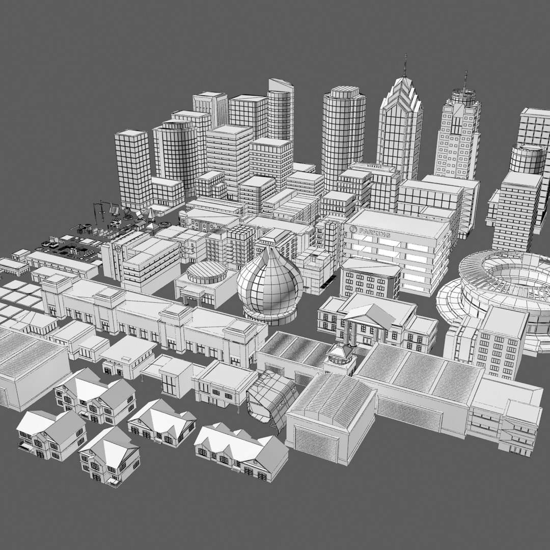 3D - modern city builder model - TurboSquid 1159792