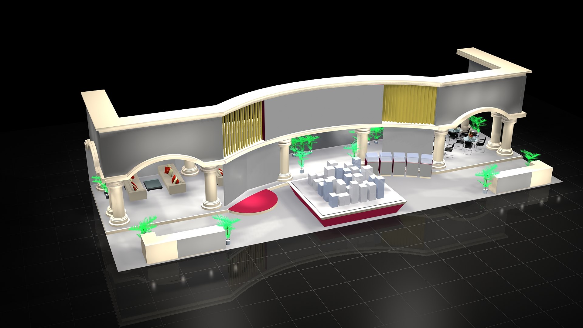 3D 3 Side Open Stand Booth 12 x 6 model - TurboSquid 1866493