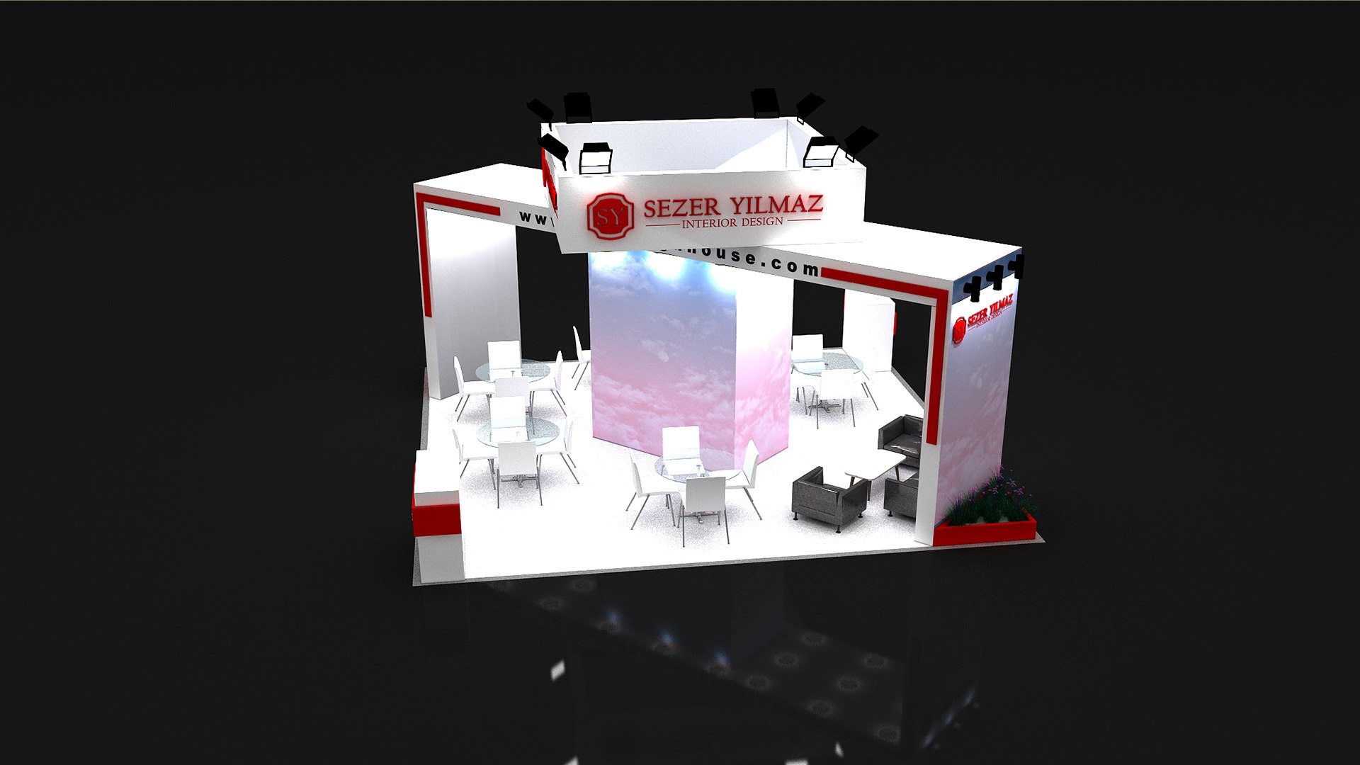 3D Model Booth Exhibition Stand Stall 6x6m Height 366 Cm 4 Side Open 3D ...