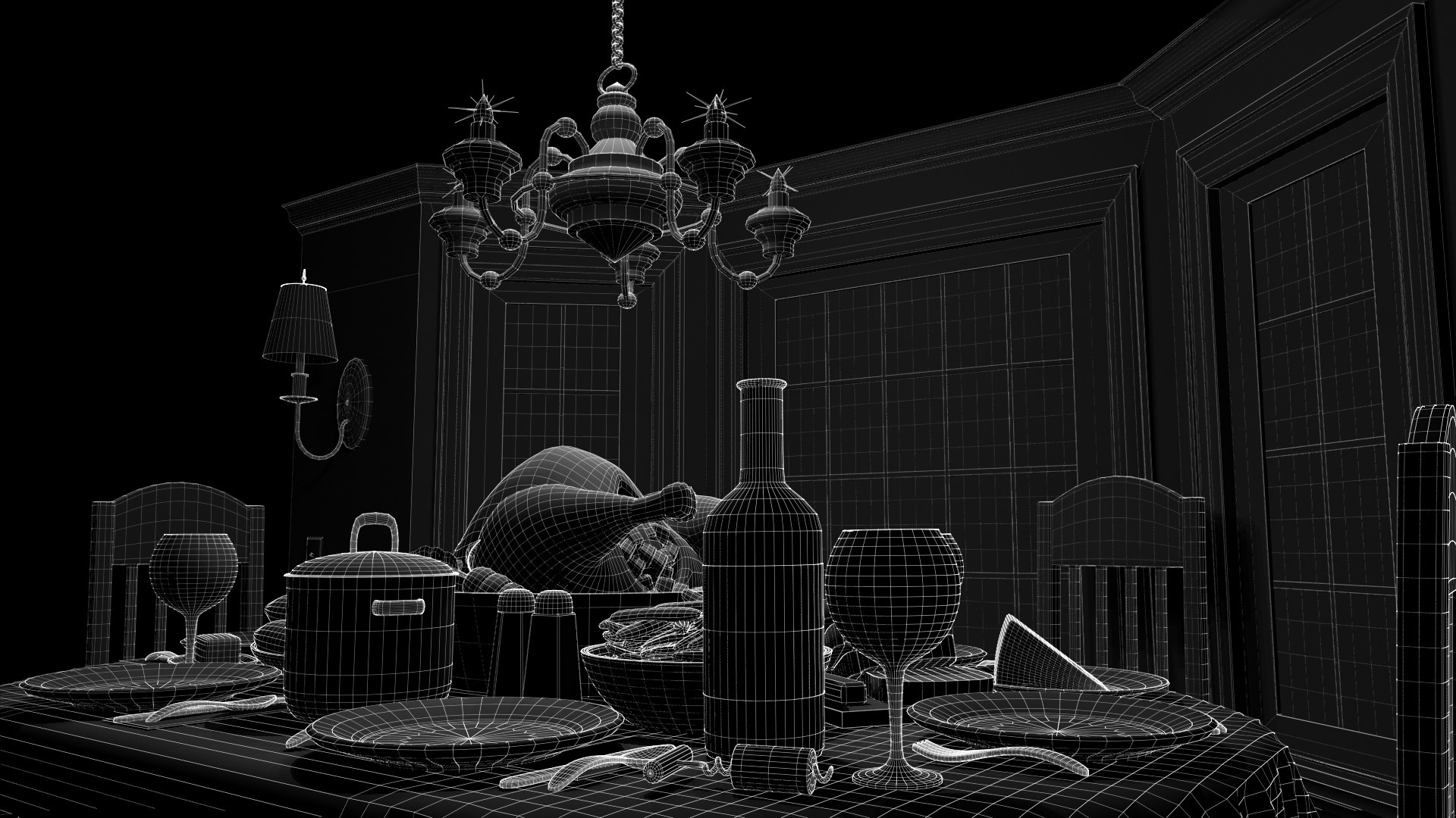 3d Model Cartoon Dinner Table