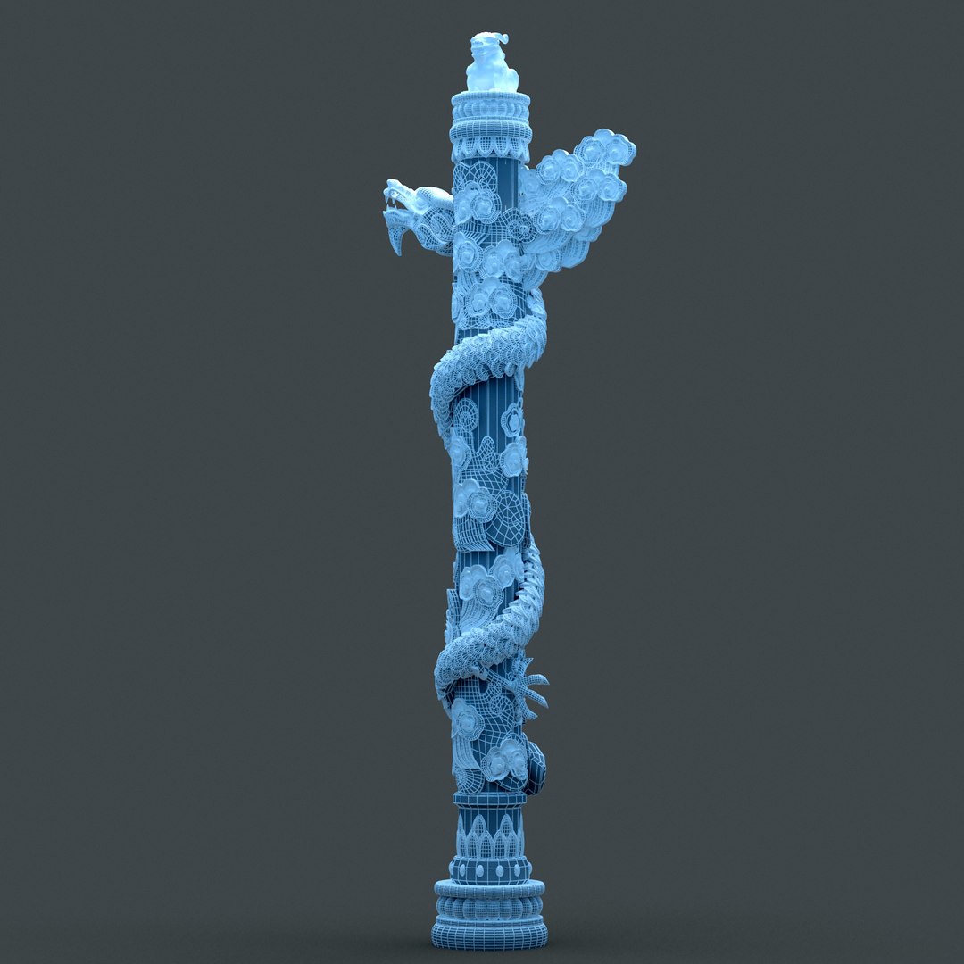 3D Model Asian Chinese Dragon Pillar Collection - TurboSquid 2003317