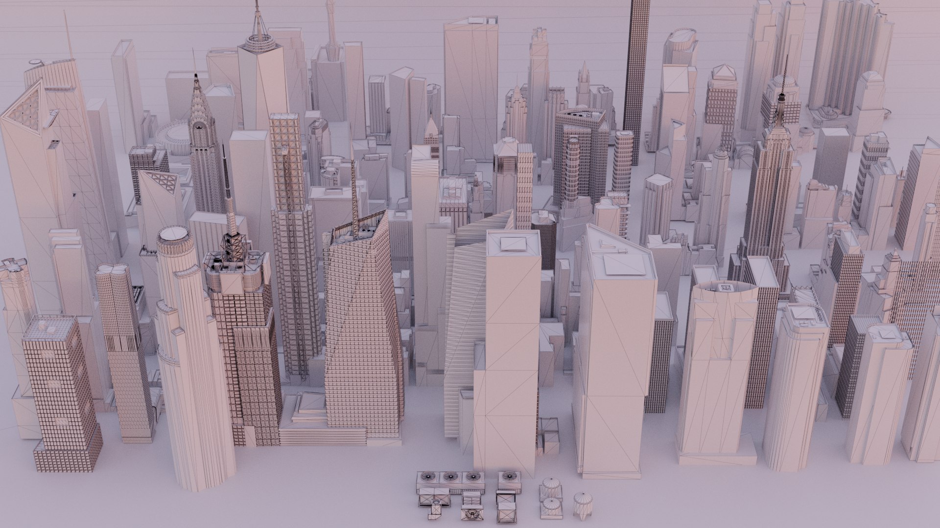 3D 100 Unique Building Kitbash Bundle VOL-1 - TurboSquid 1802174