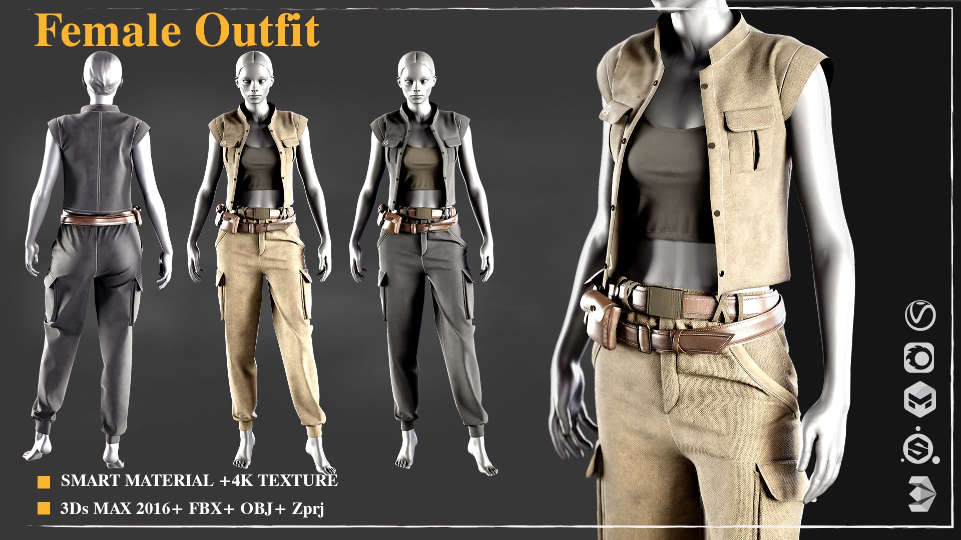 Female Outfit 3D Model - TurboSquid 2209960