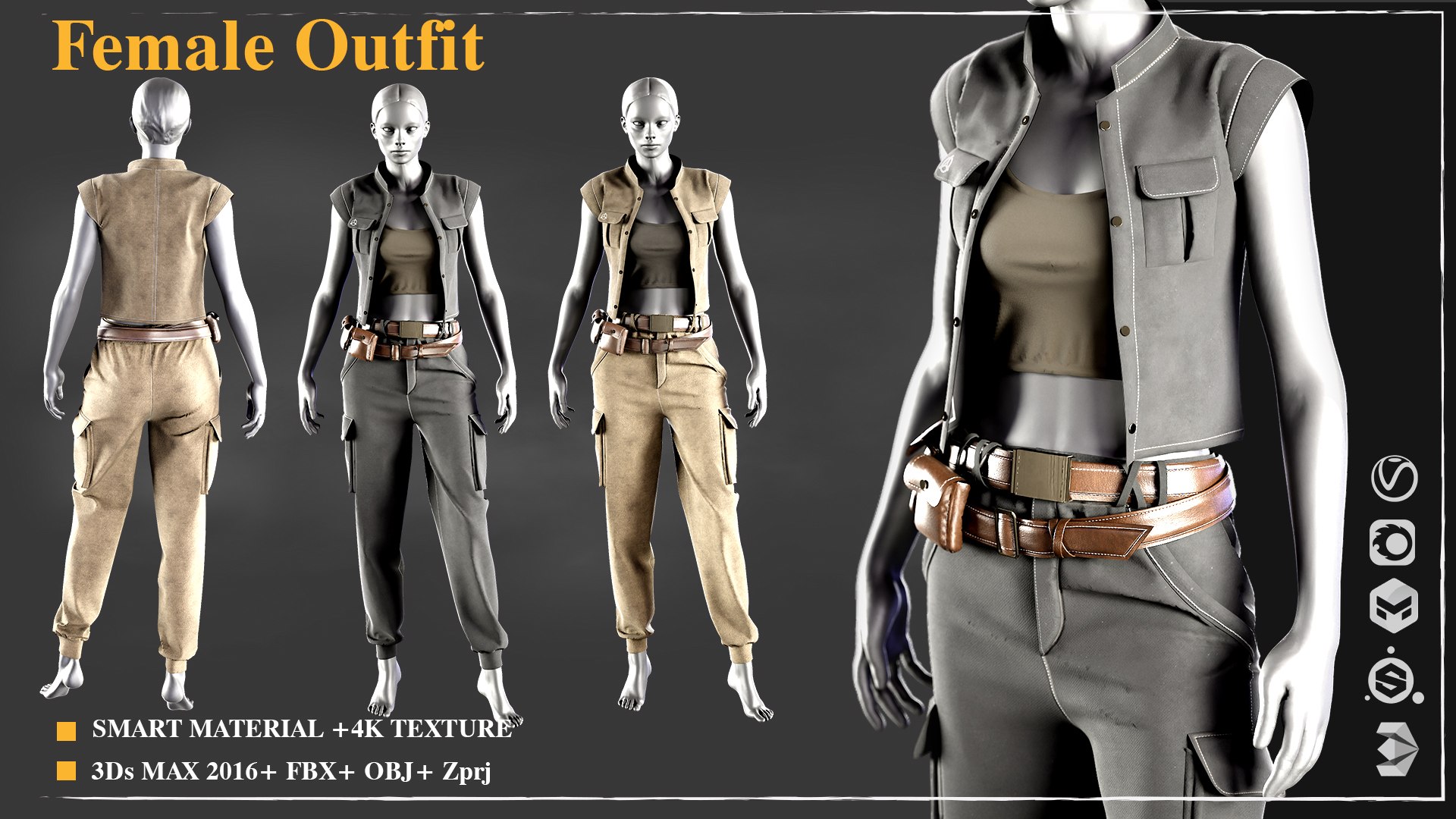 Female Outfit 3D Model - TurboSquid 2209960