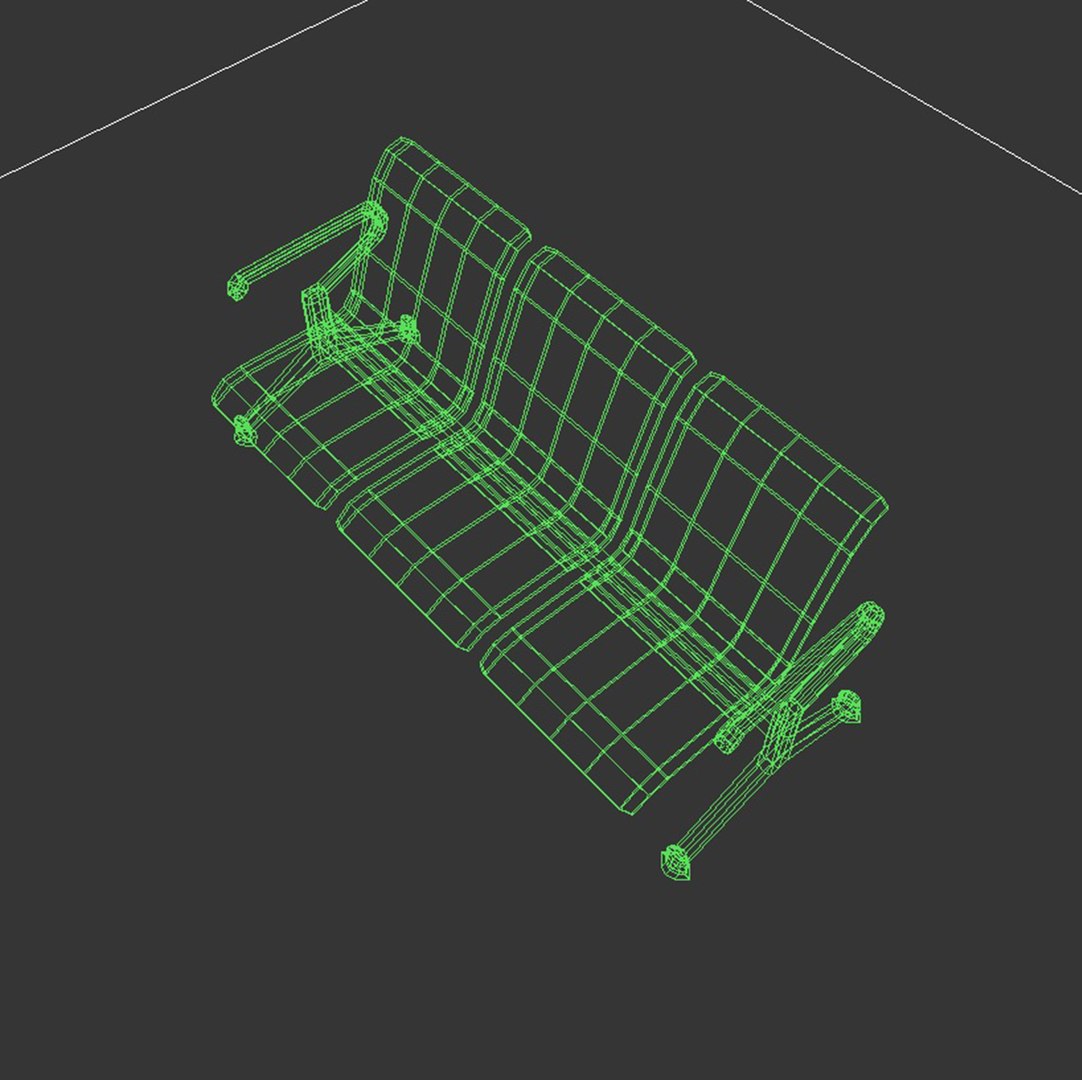 3D Low Poly Metal Waiting Room Bench Chair - TurboSquid 2388578