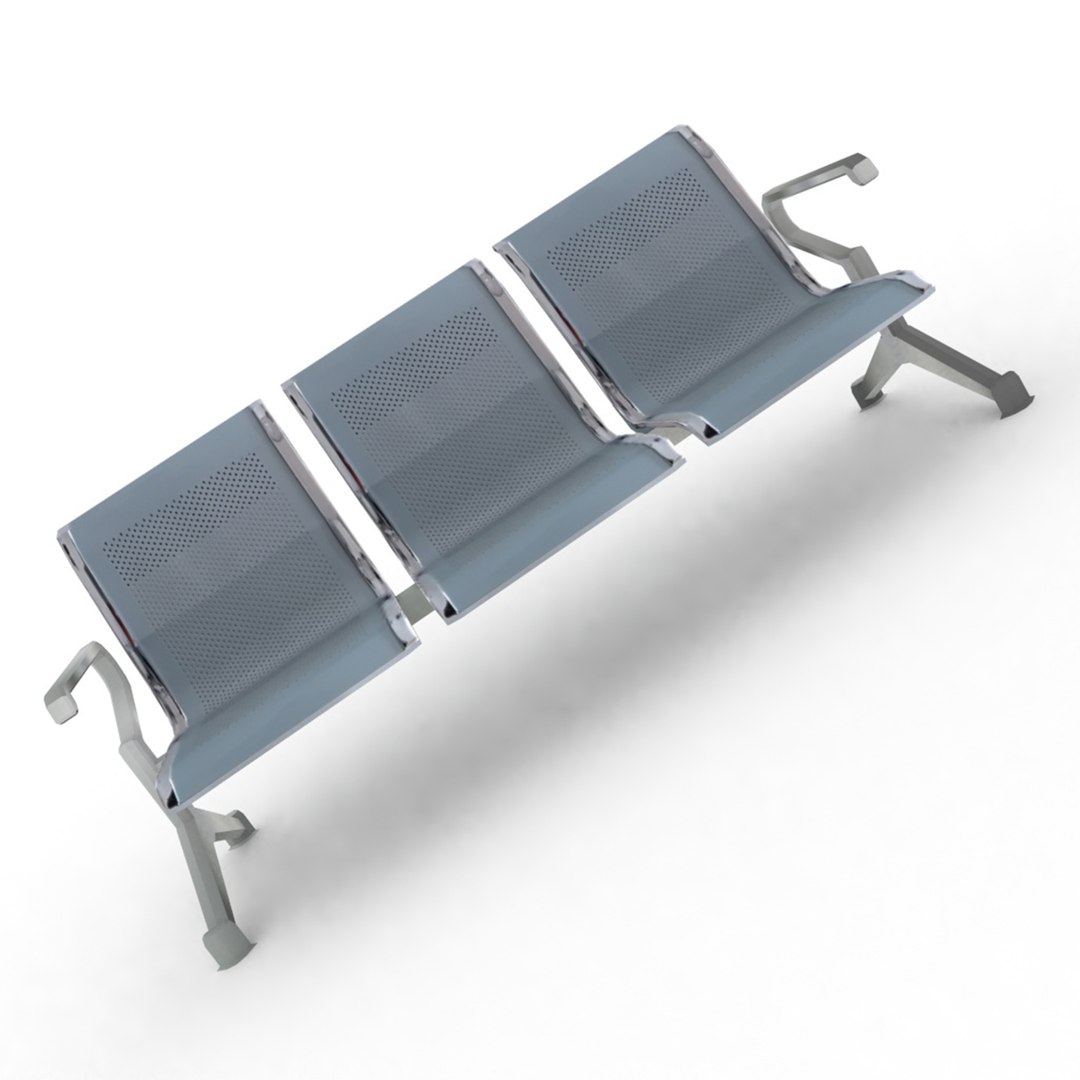 3D Low Poly Metal Waiting Room Bench Chair - TurboSquid 2388578
