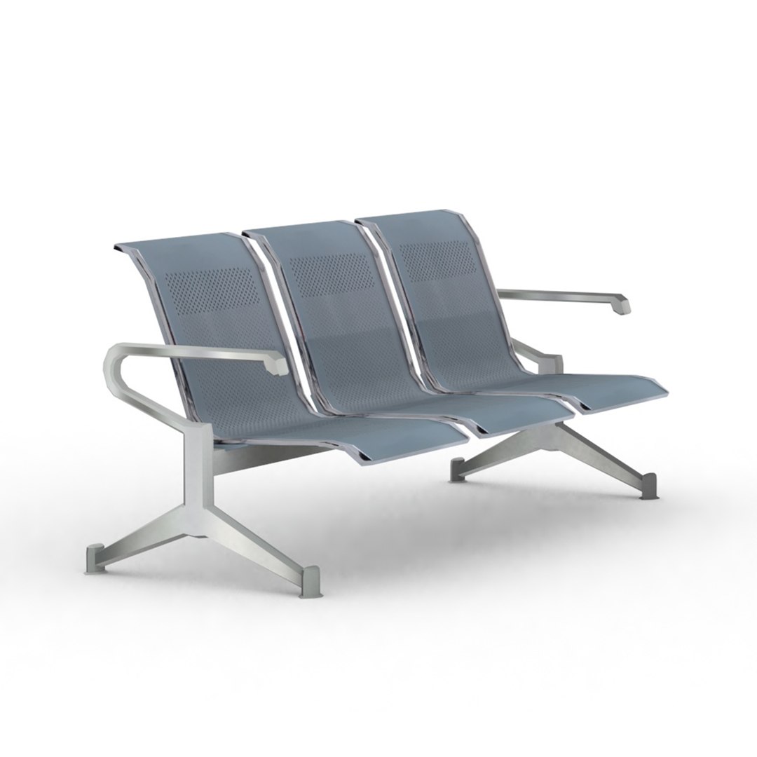 3D Low Poly Metal Waiting Room Bench Chair - TurboSquid 2388578