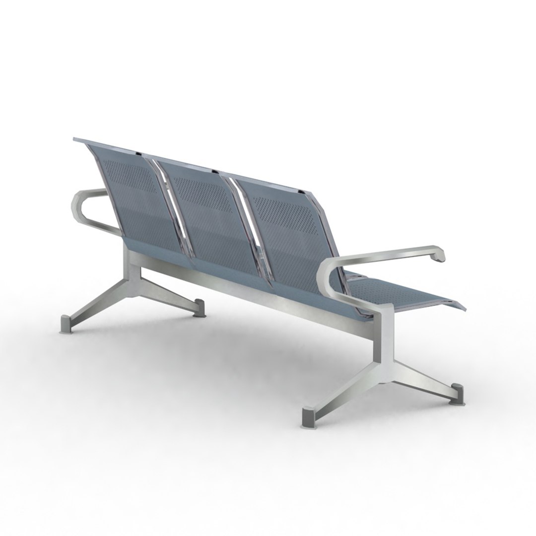 3D Low Poly Metal Waiting Room Bench Chair - TurboSquid 2388578