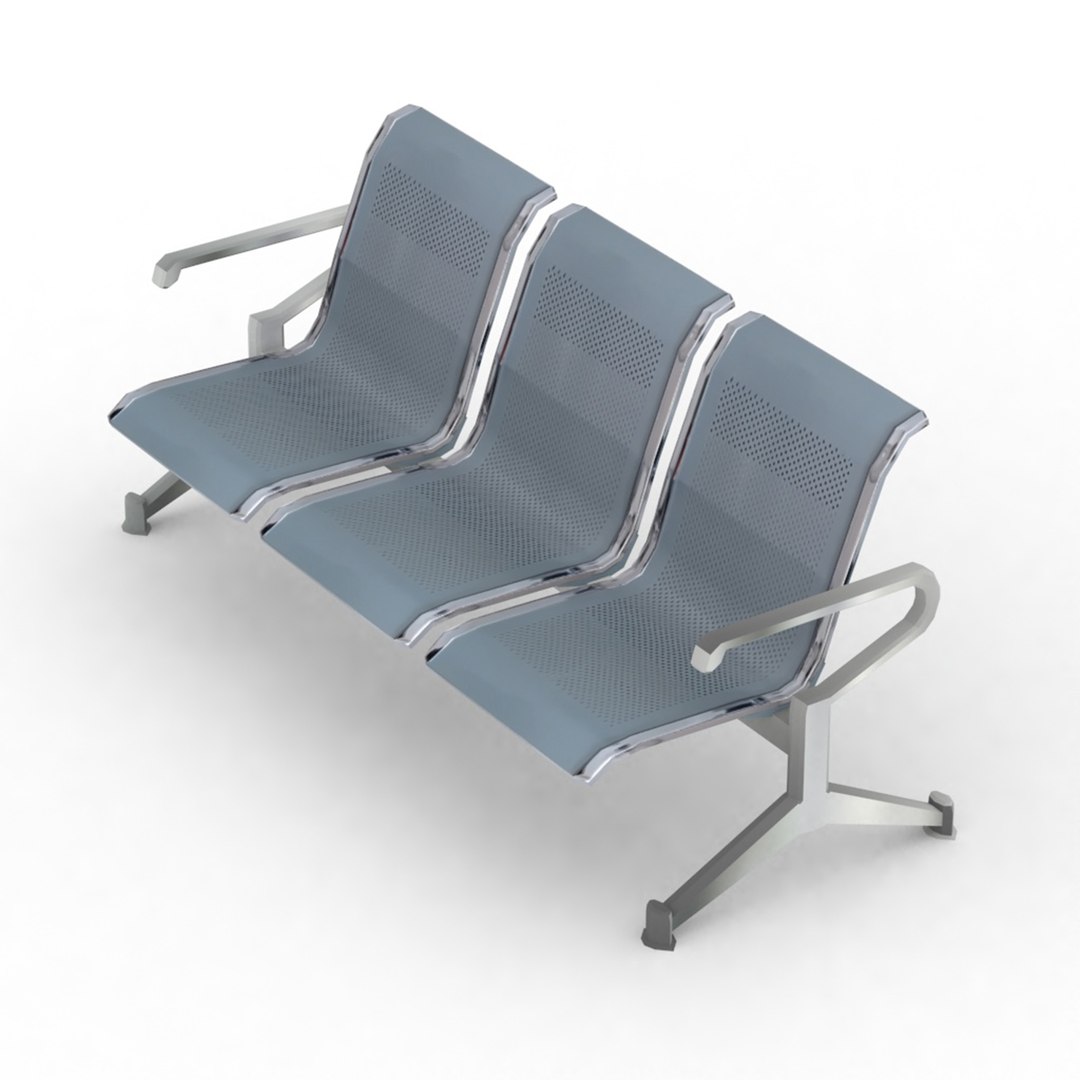 3D Low Poly Metal Waiting Room Bench Chair - TurboSquid 2388578