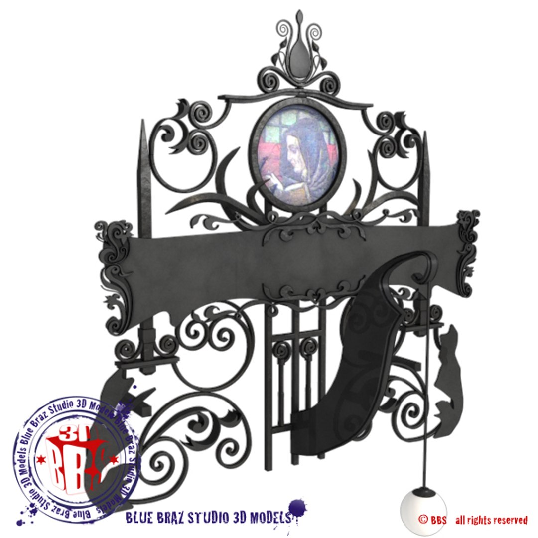 Wrought Iron Sign Board 3d 3ds