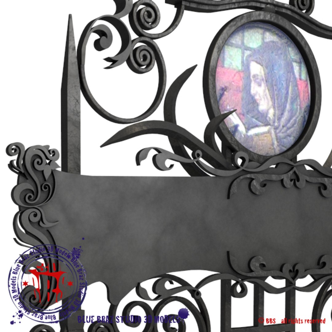 Wrought Iron Sign Board 3d 3ds