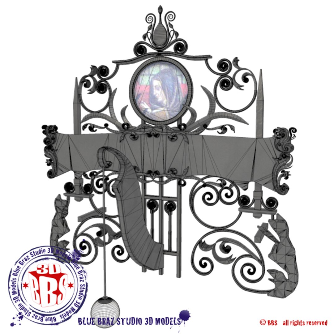 Wrought Iron Sign Board 3d 3ds