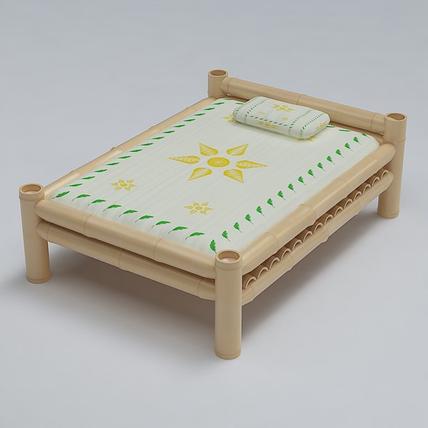 3d model bed cot bamboo