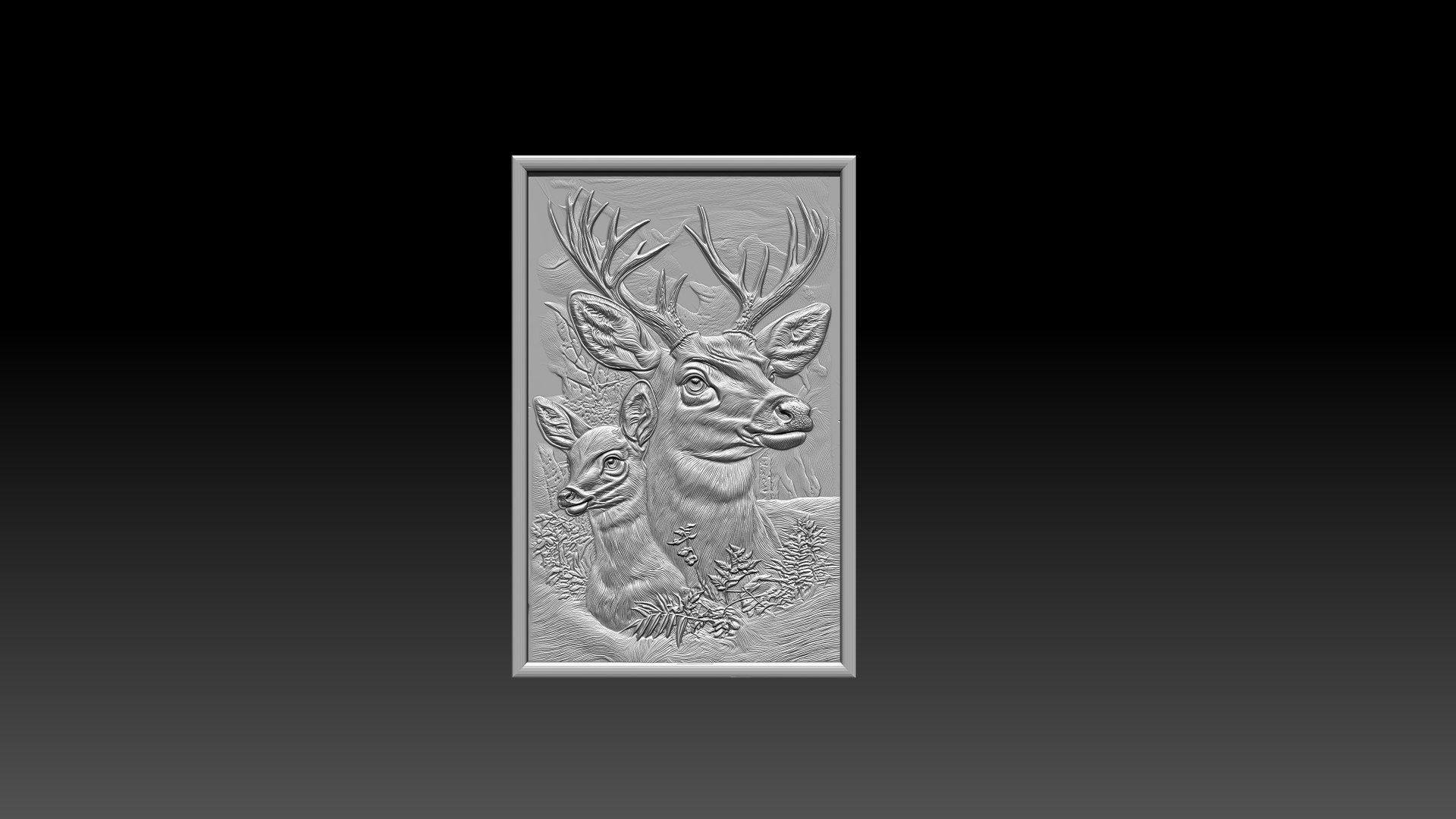 3D Deer With Baby STL 3D Print And CNC Carving Decorative Model ...