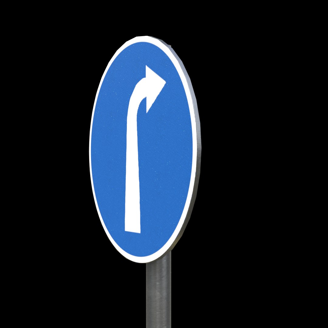 3D Compulsory Right Turn Roadsign - TurboSquid 1516057