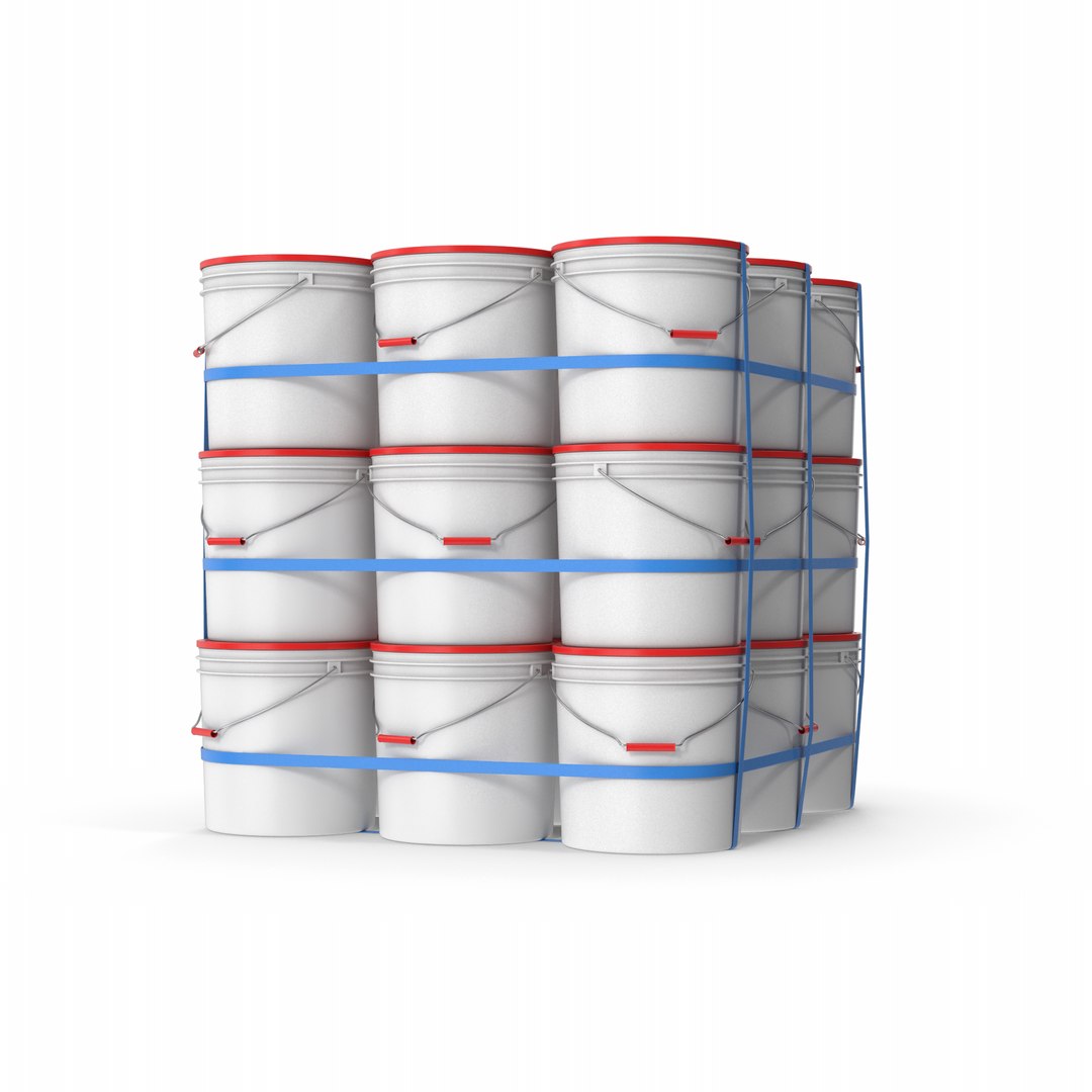 3D Model Stack Of Plastic Paint Buckets - TurboSquid 2094148