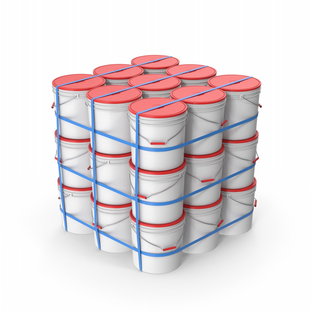 3D Model Stack Of Plastic Paint Buckets - TurboSquid 2094148