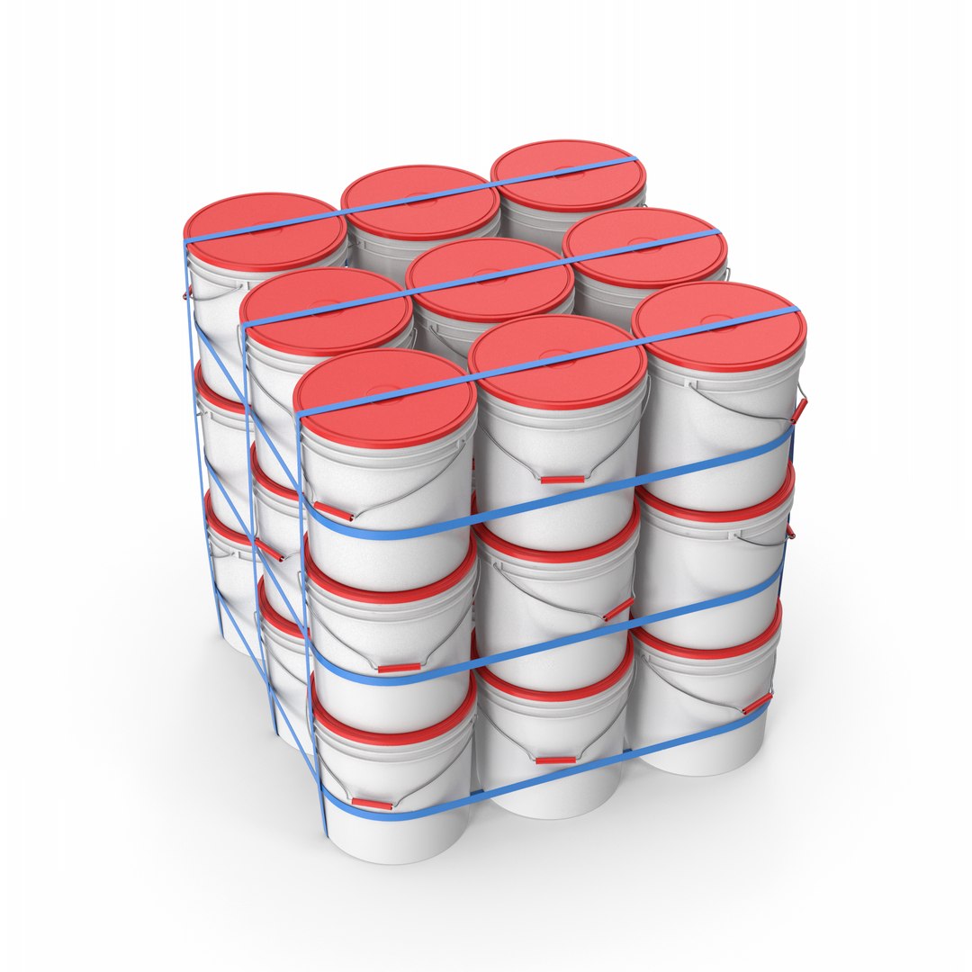 3D Model Stack Of Plastic Paint Buckets - TurboSquid 2094148