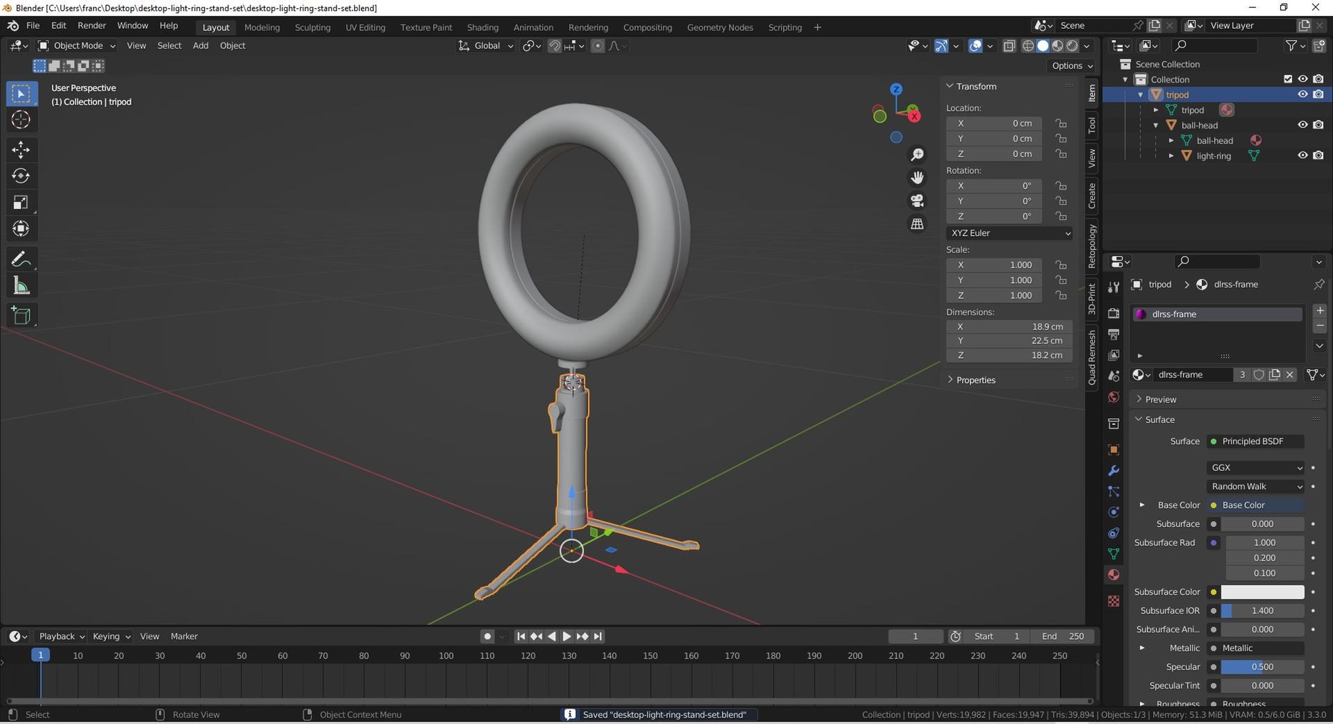 Desktop Light Ring Stand Set 3D Model - TurboSquid 2000195