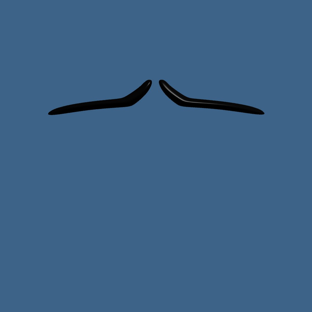 3d model of split pencil style mustache