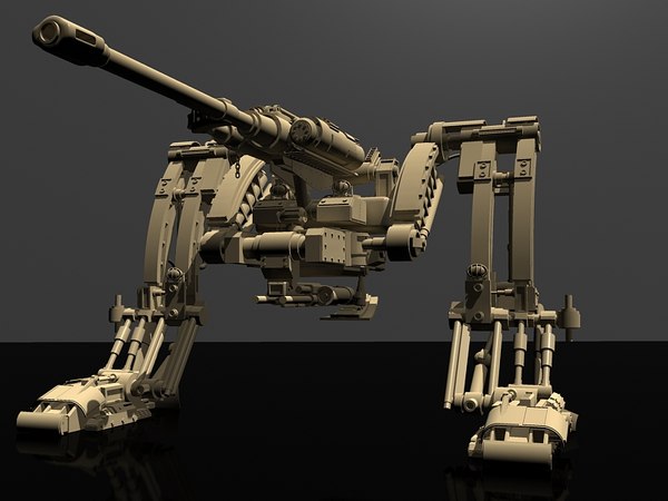 military robot artillery 3d model
