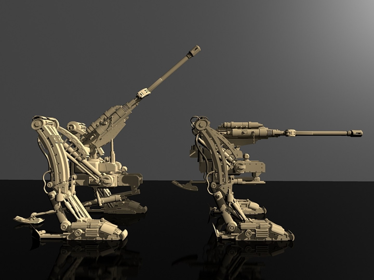 military robot artillery 3d model