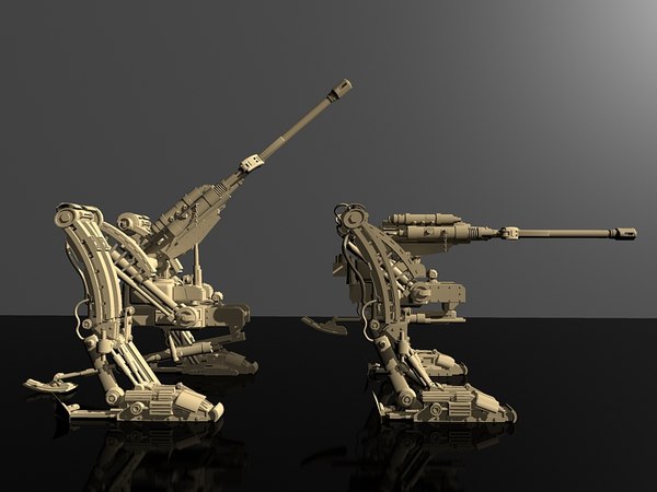 military robot artillery 3d model