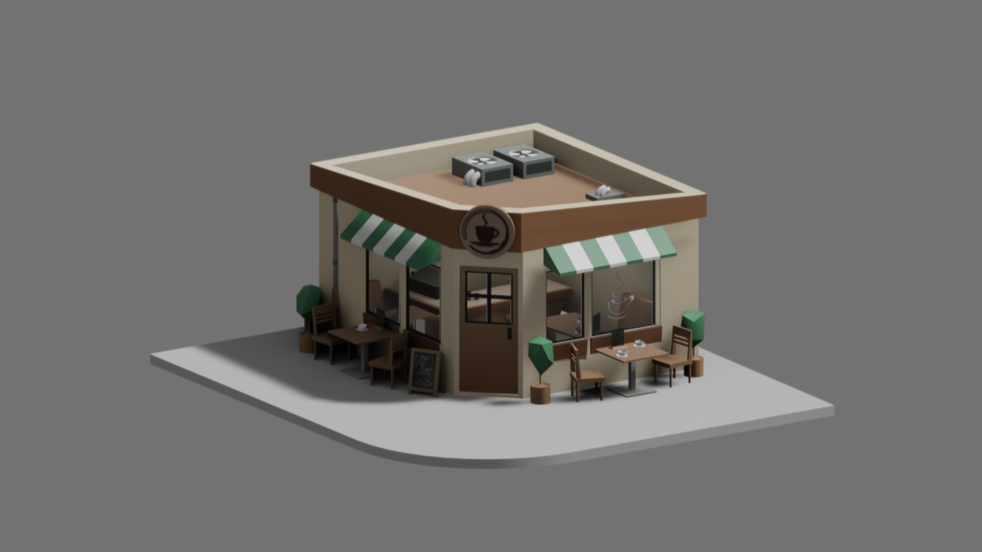 3D Model Isometric Cafe Coffee House - TurboSquid 1696274