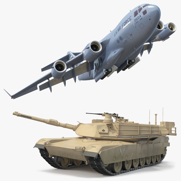 modelo 3d Tanques M1A2 Abrams cargados en un C-17 Globemaster III aparejado - TurboSquid 2349972