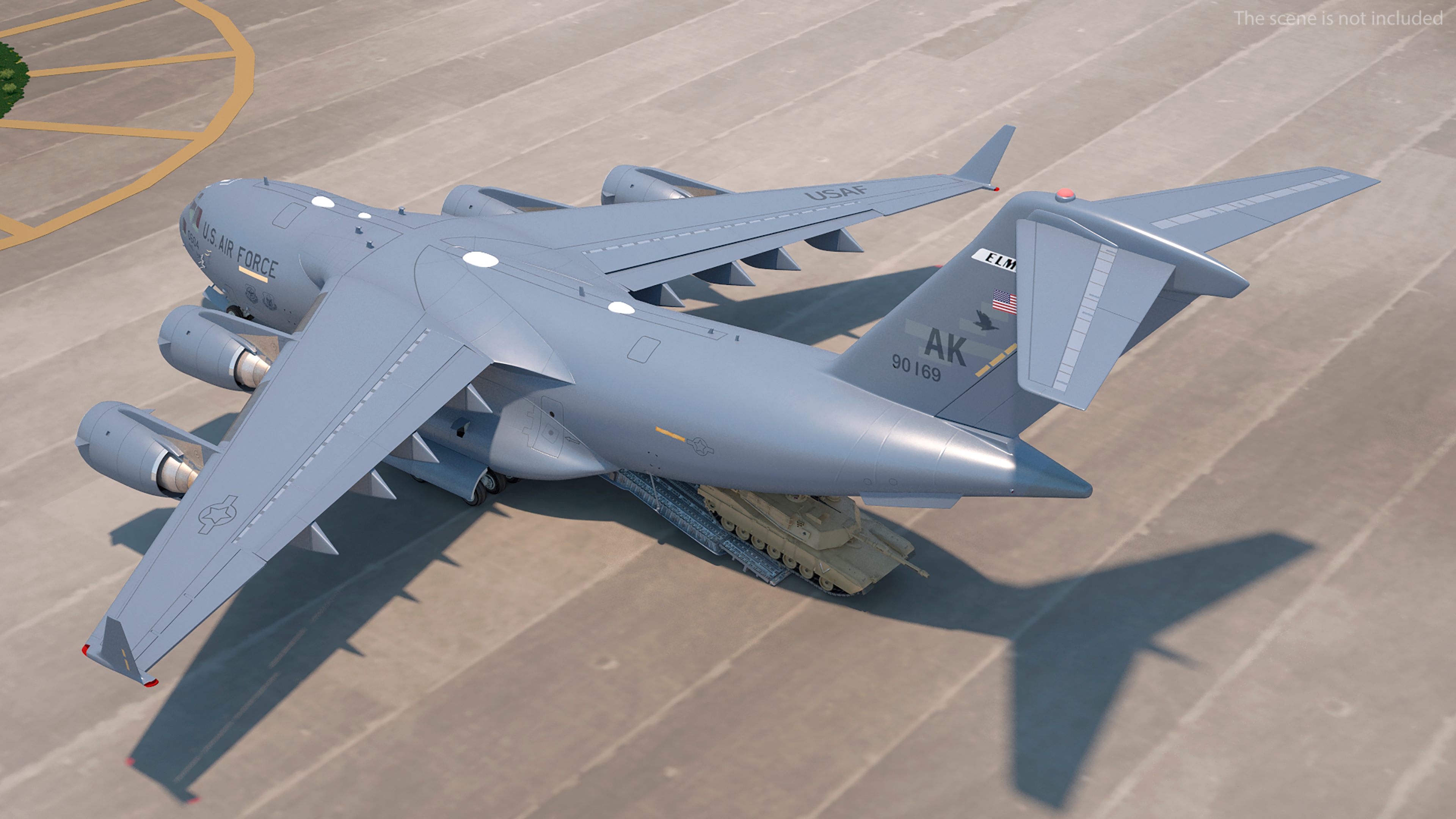 modelo 3d Tanques M1A2 Abrams cargados en un C-17 Globemaster III aparejado - TurboSquid 2349972