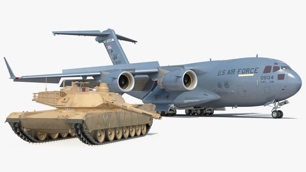 modelo 3d Tanques M1A2 Abrams cargados en un C-17 Globemaster III aparejado - TurboSquid 2349972