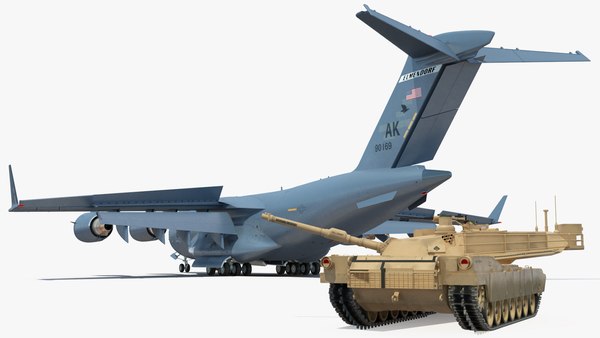modelo 3d Tanques M1A2 Abrams cargados en un C-17 Globemaster III aparejado - TurboSquid 2349972