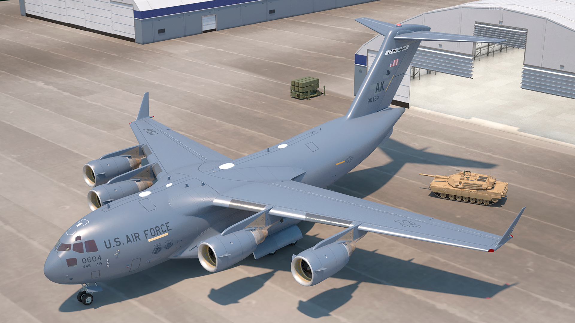 modelo 3d Tanques M1A2 Abrams cargados en un C-17 Globemaster III aparejado - TurboSquid 2349972