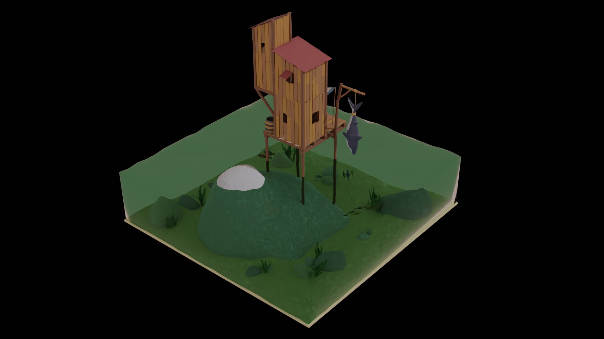 Low Poly Sea Shack - Game Ready 3D Model - TurboSquid 1959855