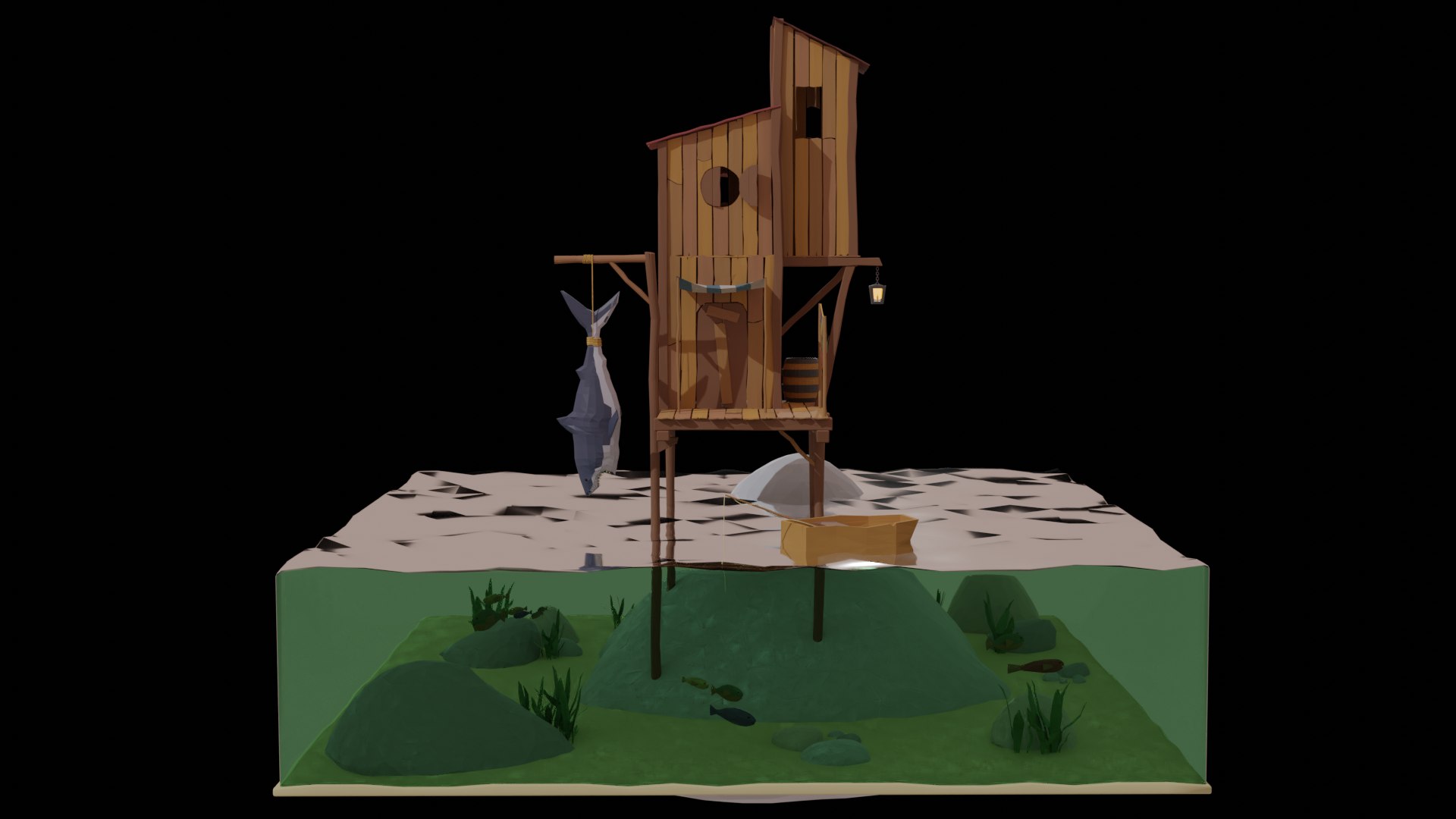 Low Poly Sea Shack - Game Ready 3D Model - TurboSquid 1959855
