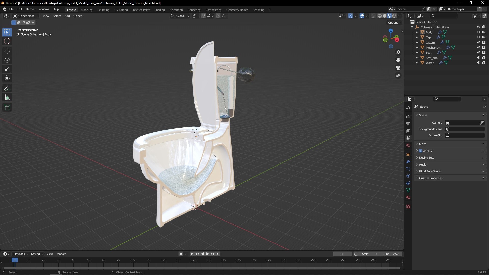 3D Cutaway Toilet Model Model - TurboSquid 2328720