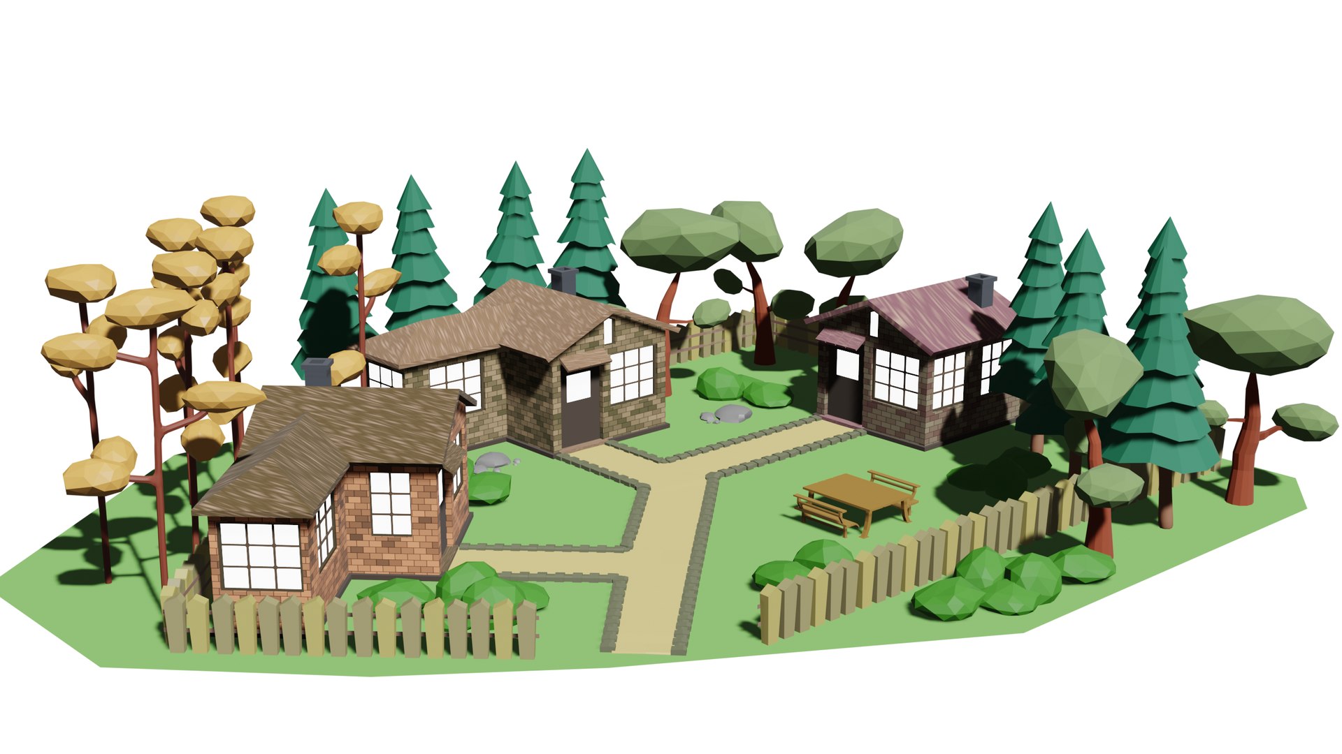 Low Poly Village 3D Model - TurboSquid 2146136